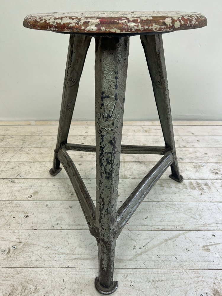 Industrial Factory Stool by Rowac, 1890s for sale at Pamono