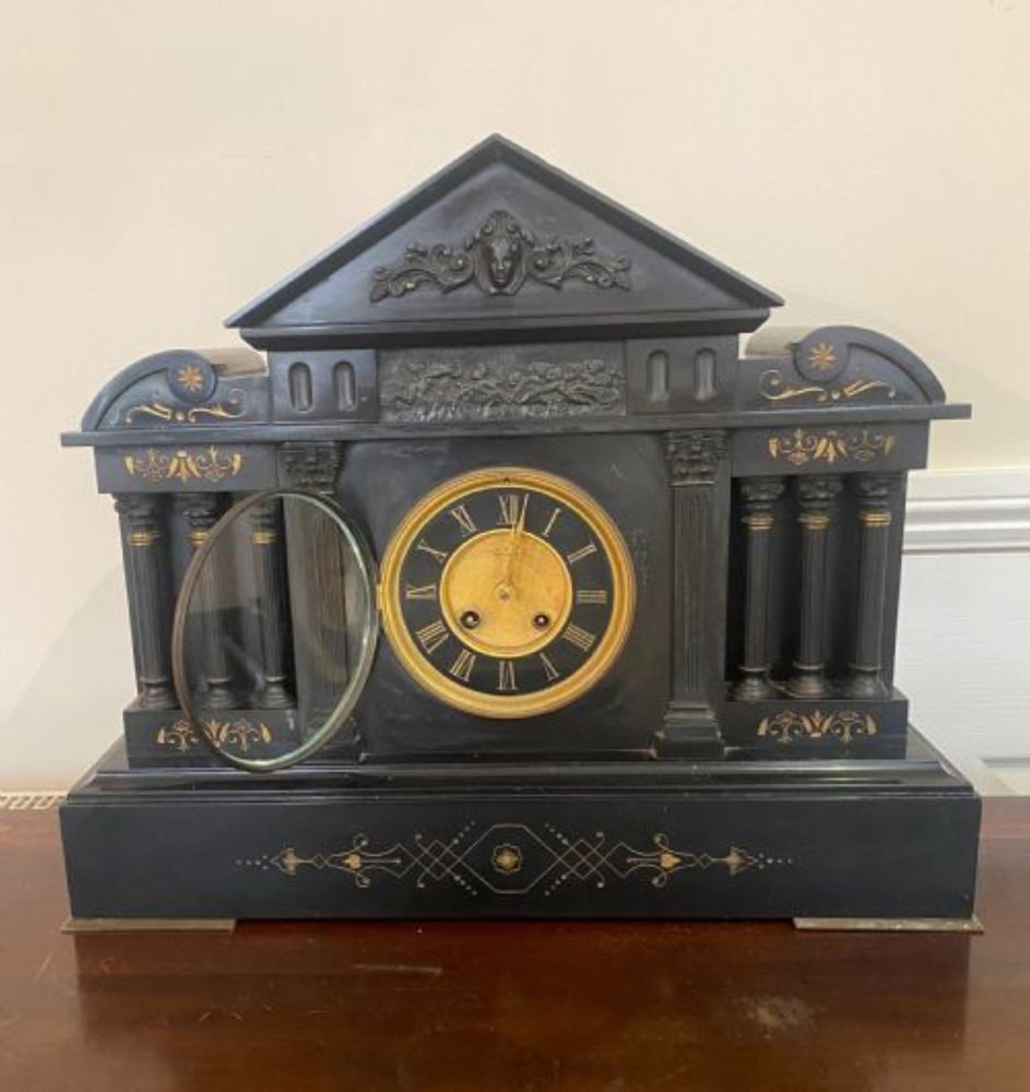 Large Victorian Marble Mantle Clock, 1860s for sale at Pamono