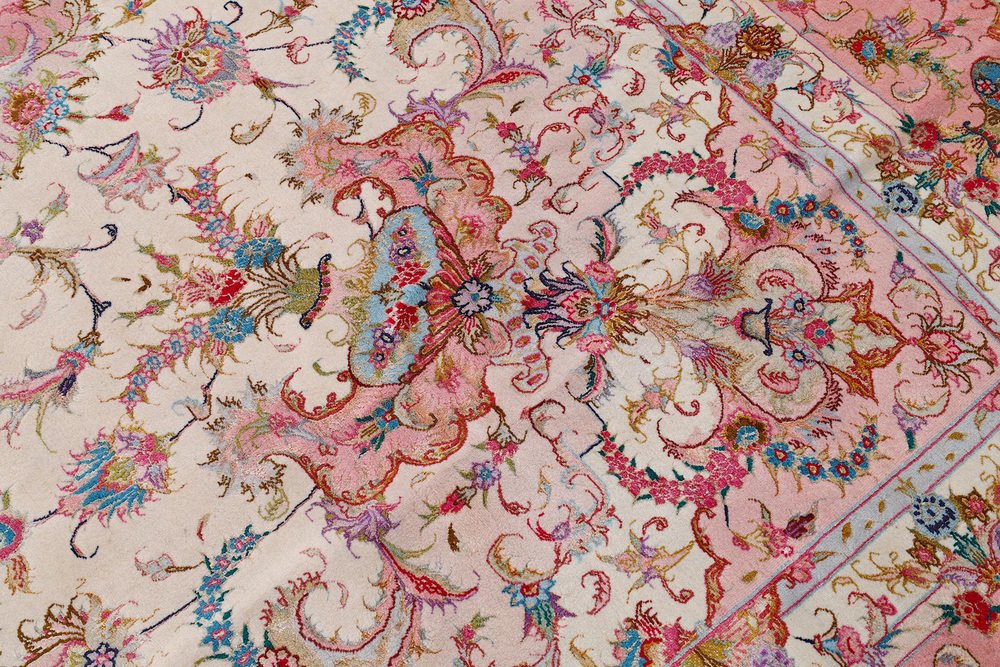 Royal Tabriz Rug with Silk, 1970s for sale at Pamono