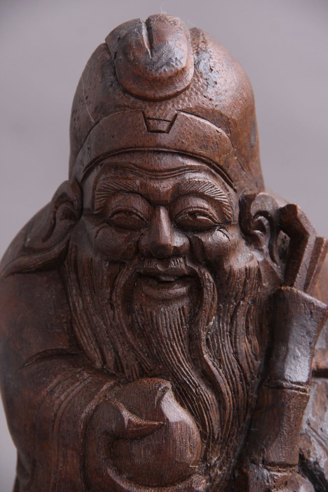 Chinese Religious Figure in Light Wood, 1960s for sale at Pamono