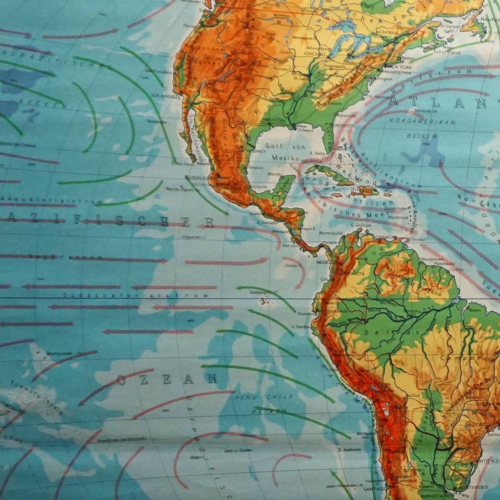 Vintage Mural World Map, 1970s for sale at Pamono