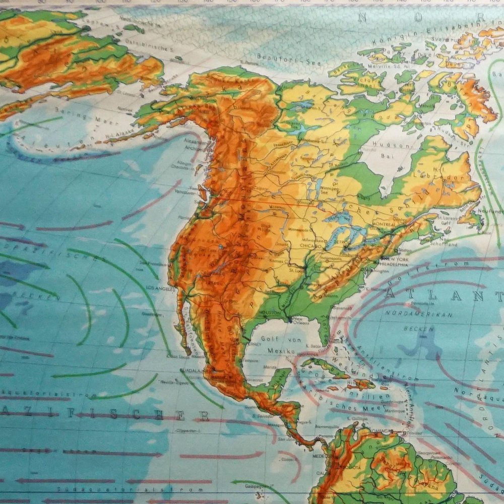 Vintage Mural World Map, 1970s for sale at Pamono