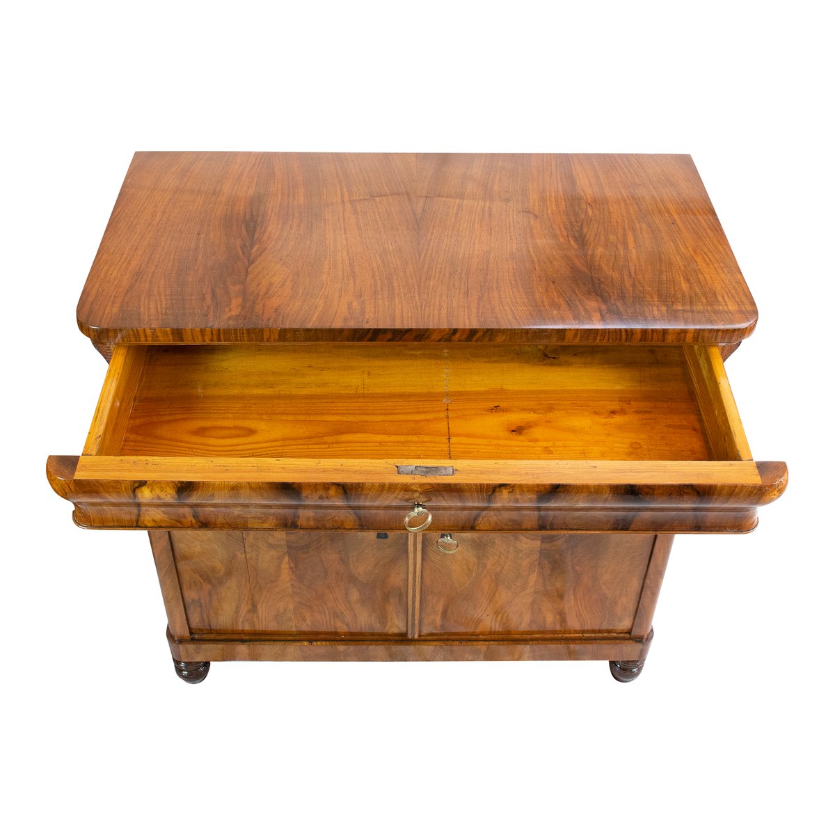 19th Century Biedermeier Walnut Half Cabinet for sale at Pamono