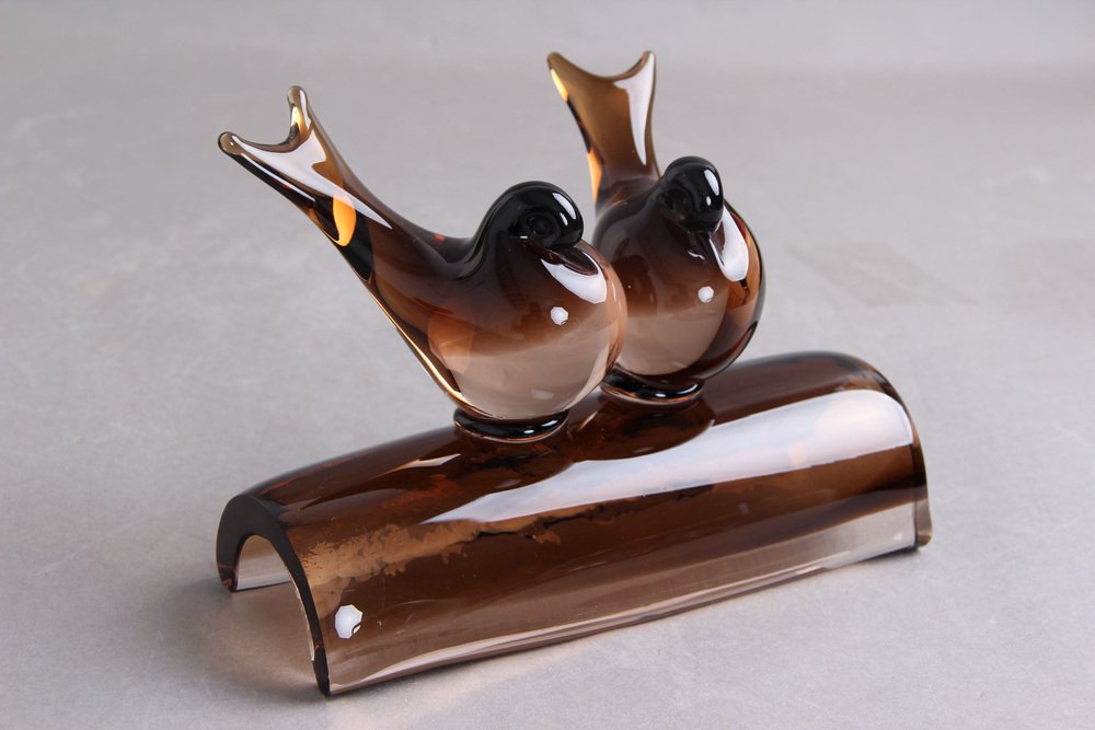 Handmade Glass Birds on Branch, 1960s for sale at Pamono