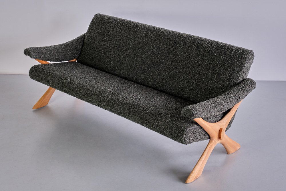 Sofa in Pine and Dark Green Boule by Fredrik Schriever-Abeln, Sweden ...