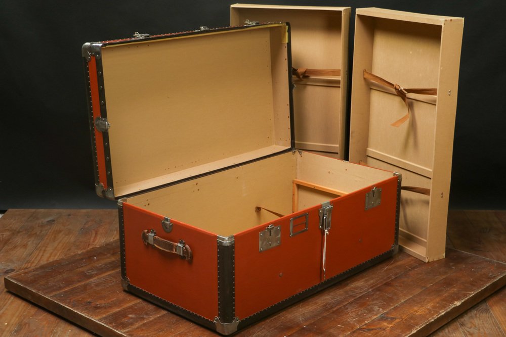Fabric, Leather, Metal and Poplar Mail Trunks with Key, Set of 2 for ...
