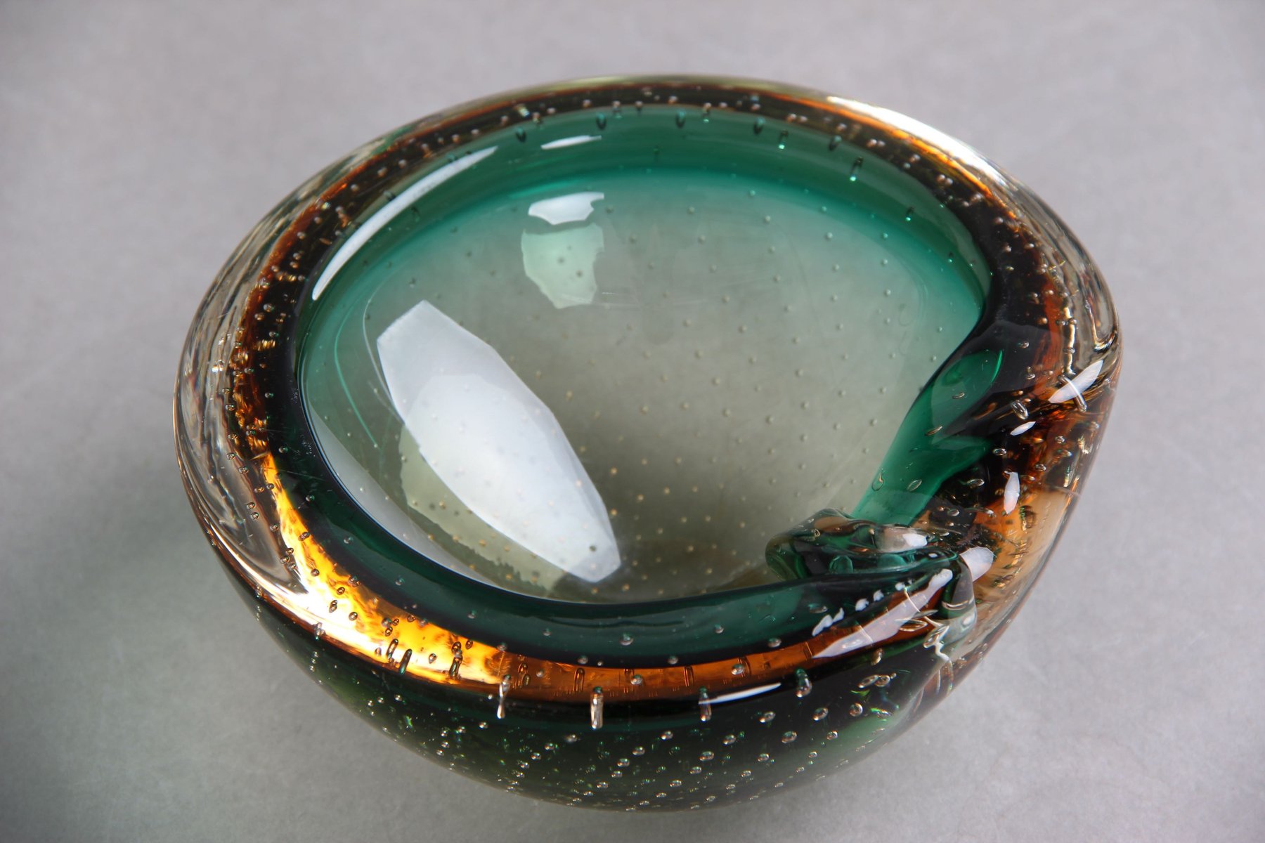 Glass Bowl in Green Glass with Air Bubbles, Murano, 1960s for sale at ...