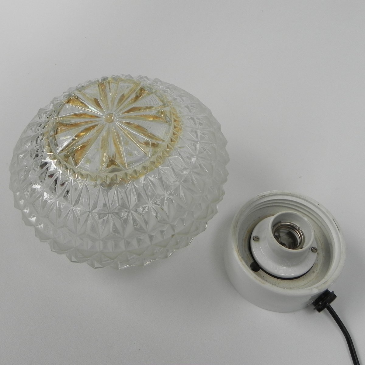 Vintage Ceiling Lamp with Glass Shade, 1960s for sale at Pamono