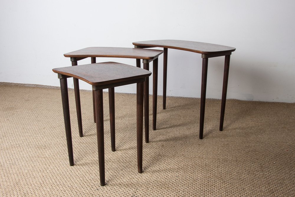 Vintage Danish Beans Nesting Tables, 1960, Set of 3 for sale at Pamono
