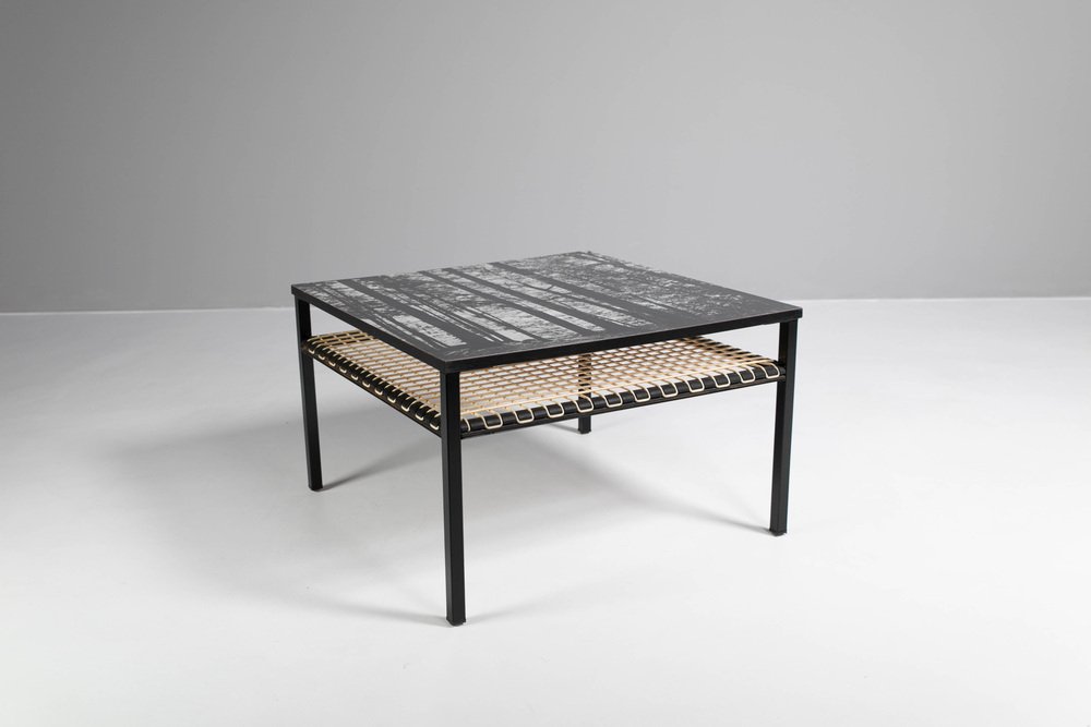 Coffee Table with Printed Resopal Top by Georges Adrien Tigia, 1960s ...