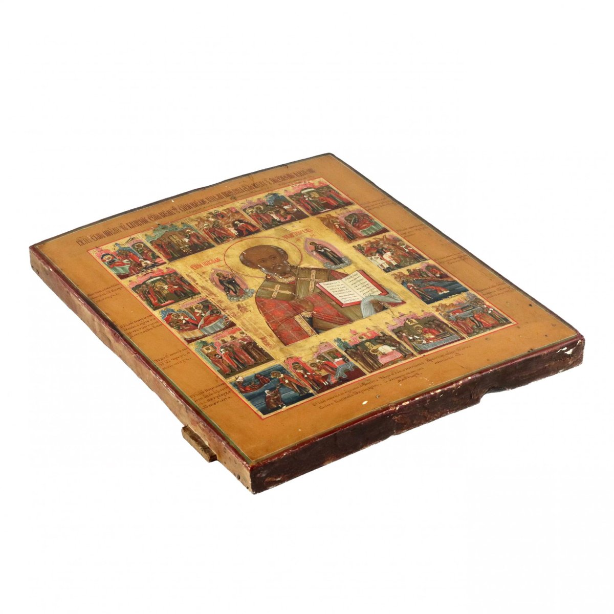 Late 19th Century Icon of Saint Nicholas with Life on Cypress Board for ...