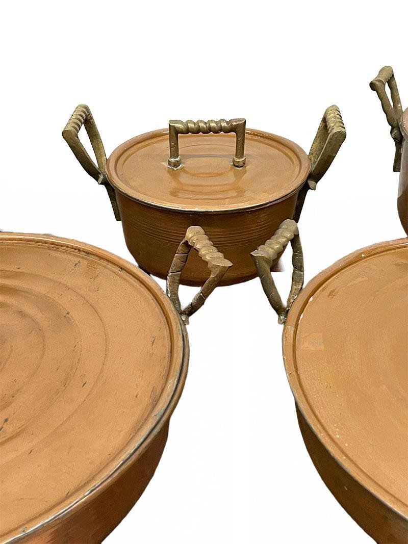 Early 20th Century French Copper Lidded Pots, Set of 5 for sale at Pamono