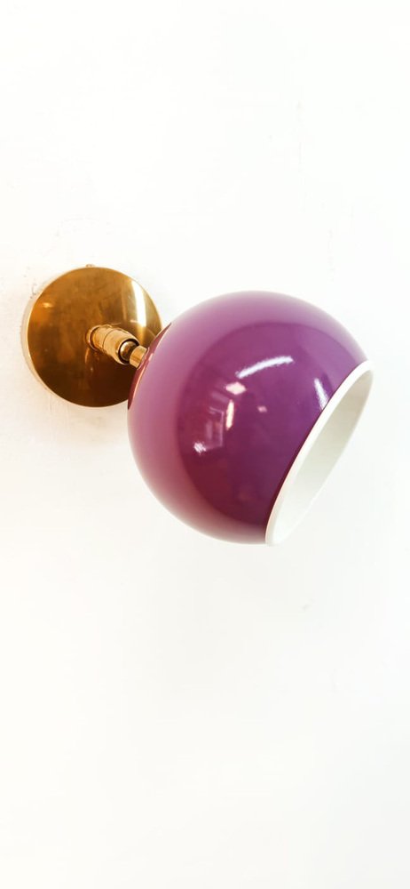 Adjustable Sconce with Purple Metal Dome for sale at Pamono