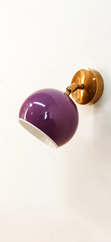 Adjustable Sconce with Purple Metal Dome for sale at Pamono