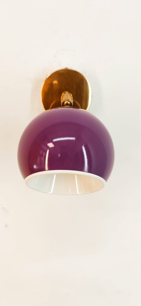 Adjustable Sconce with Purple Metal Dome for sale at Pamono