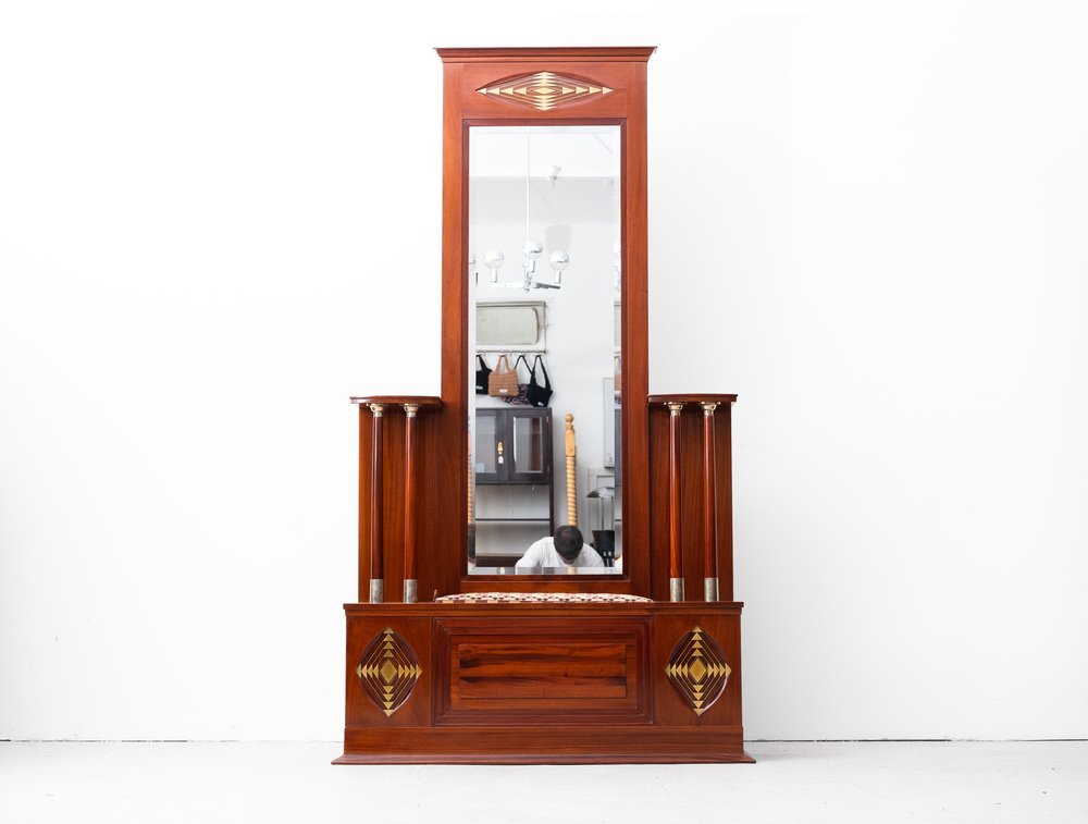 Art Nouveau Stand Mirror with a Bench from Julius & Josef Herrmann ...