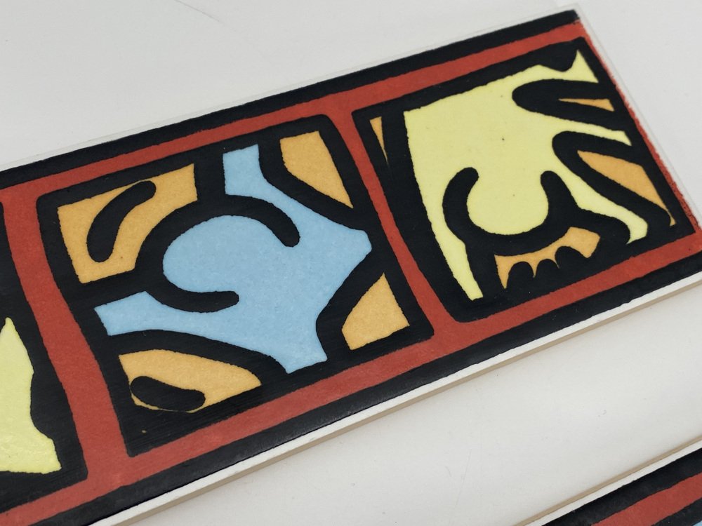 Glazed Ceramic Border Tiles by Keith Haring for Iga-Bordure Amerique ...