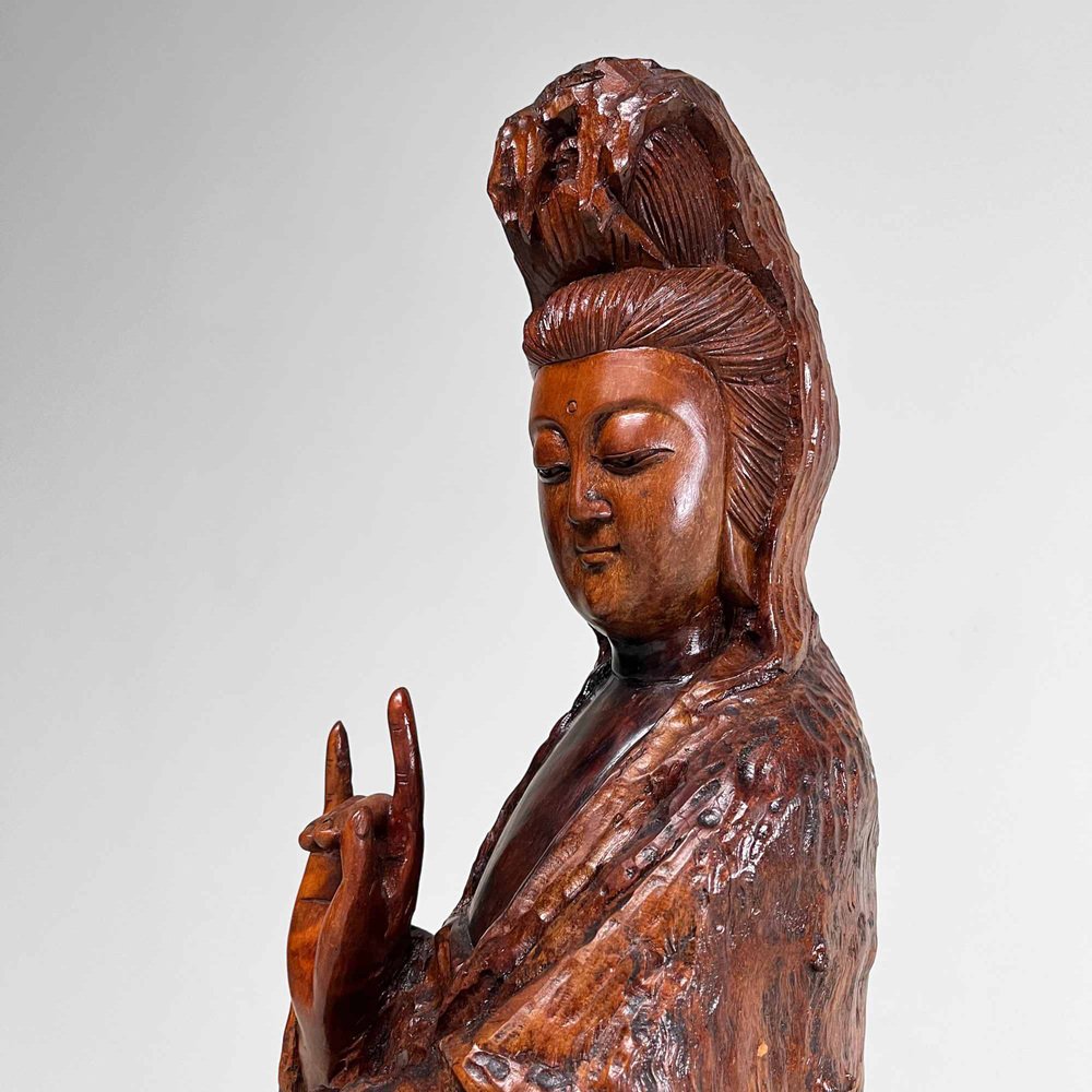 Large Wooden Goddess of Mercy Lord of Compassion Kannon Statue, Japan ...