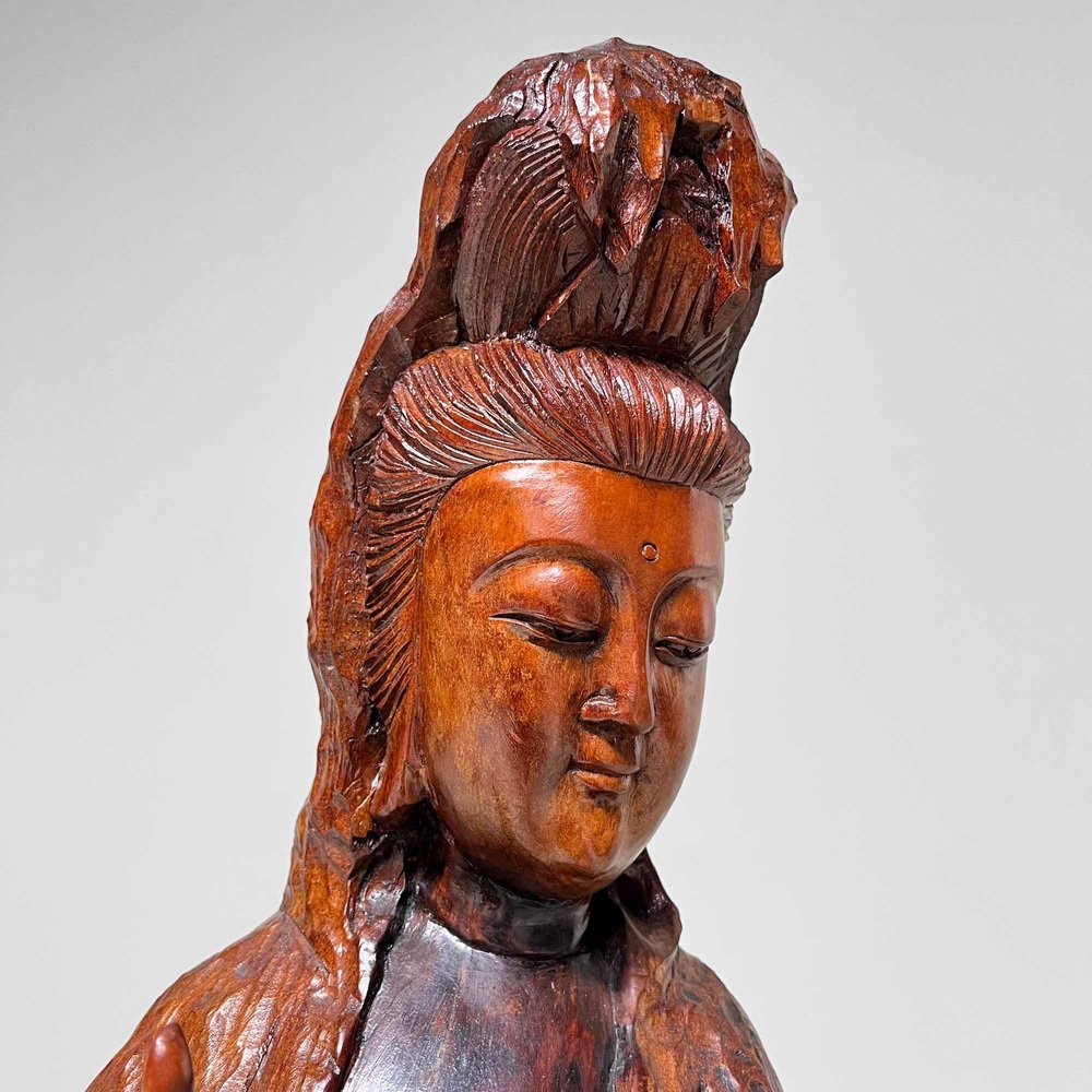 Große Kannon Statue der Göttin der Barmherzigkeit aus Holz, Japan, 1800 bei Pamono kaufen