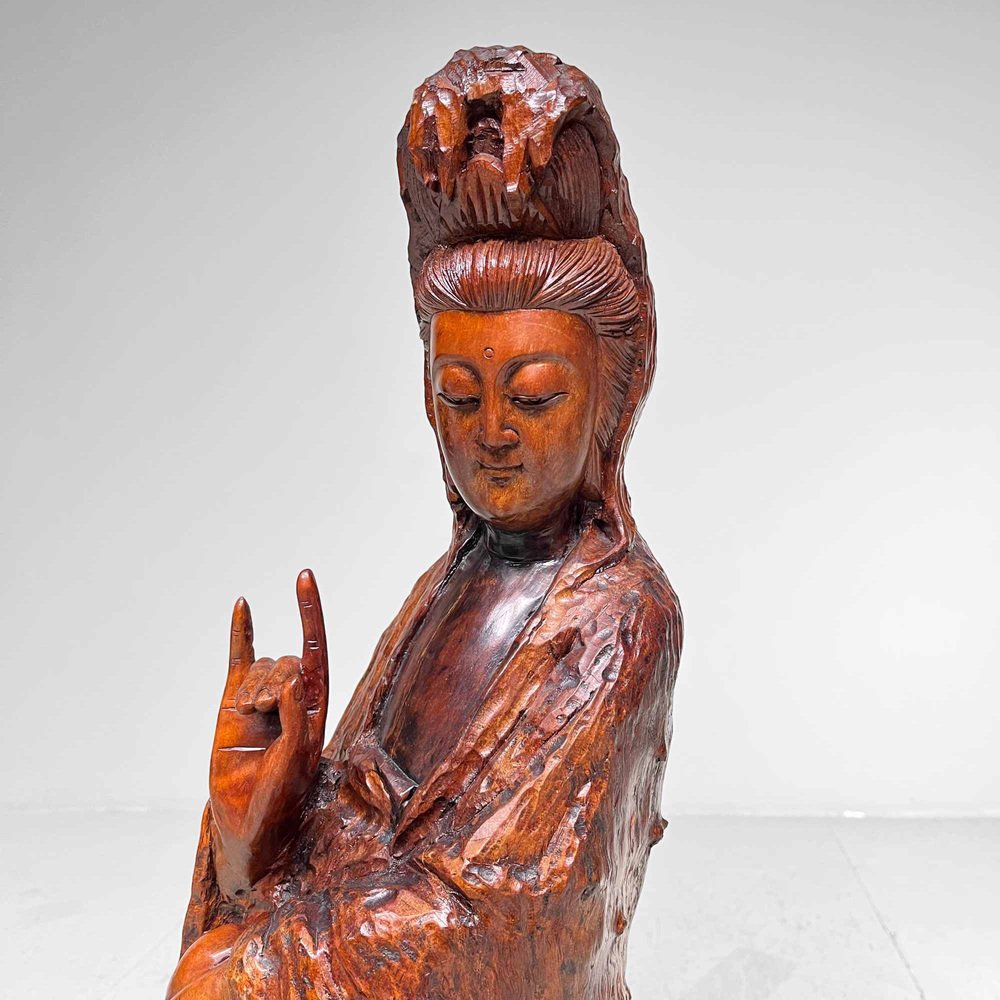 Large Wooden Goddess of Mercy Lord of Compassion Kannon Statue, Japan ...