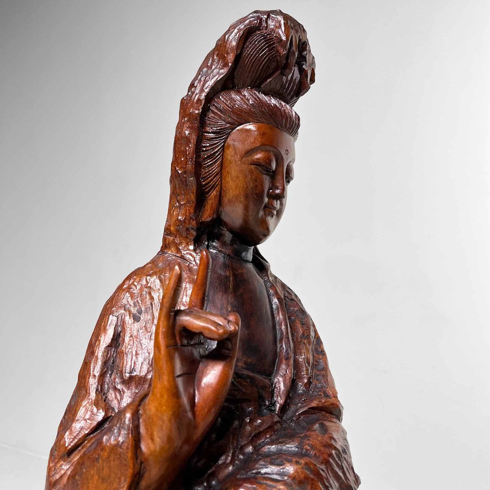 Large Wooden Goddess of Mercy Lord of Compassion Kannon Statue, Japan ...