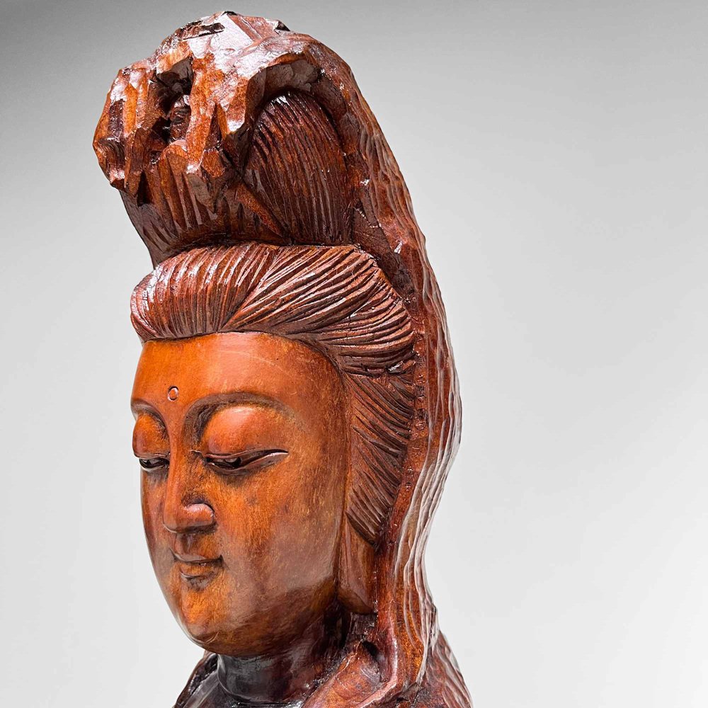 Large Wooden Goddess of Mercy Lord of Compassion Kannon Statue, Japan ...