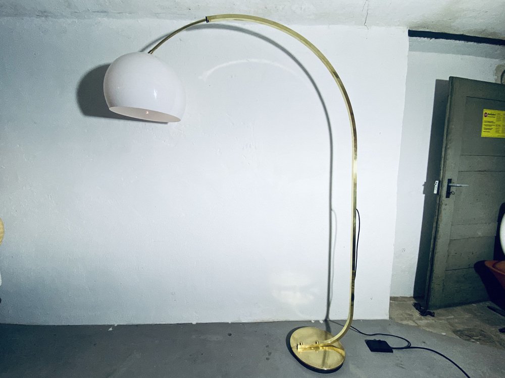 Large Adjustable Brass Arch Lamp, 1970s for sale at Pamono