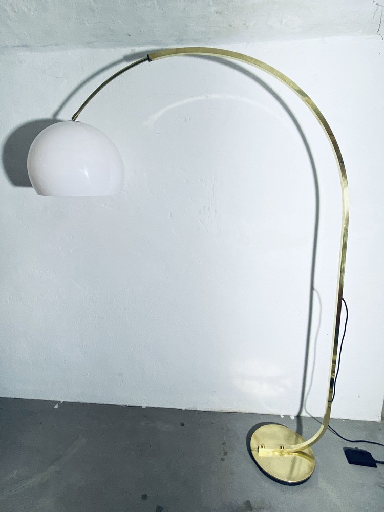 Large Adjustable Brass Arch Lamp, 1970s for sale at Pamono