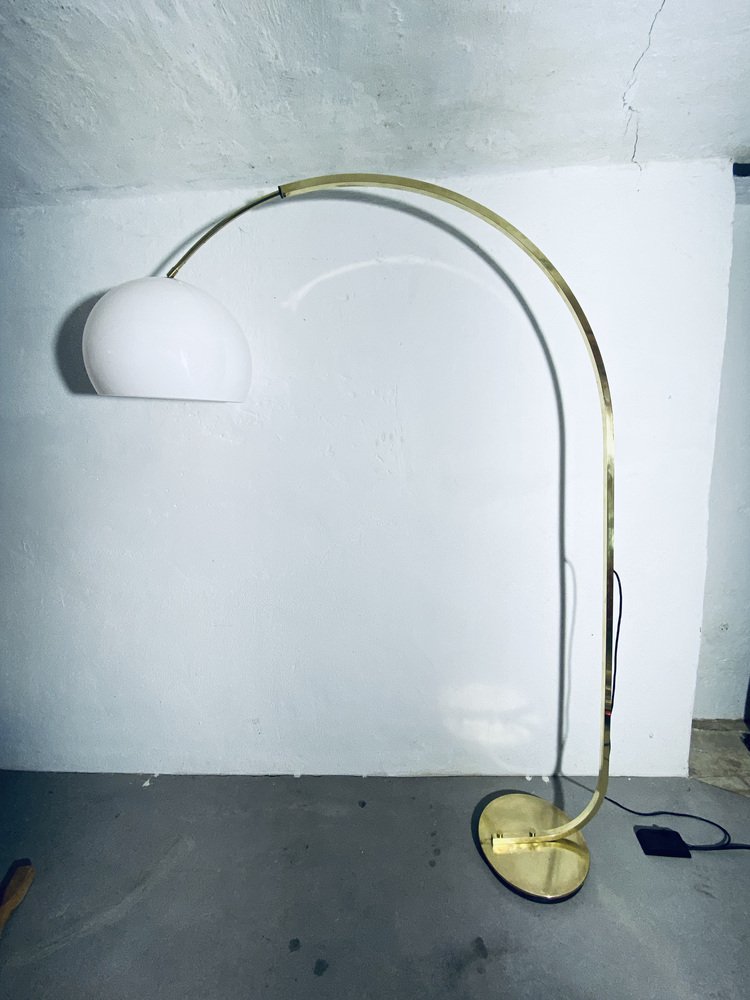 Large Adjustable Brass Arch Lamp, 1970s for sale at Pamono
