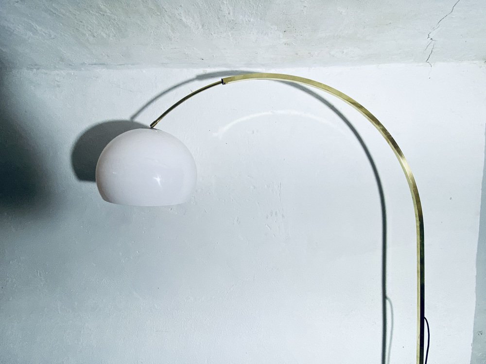 Large Adjustable Brass Arch Lamp, 1970s for sale at Pamono