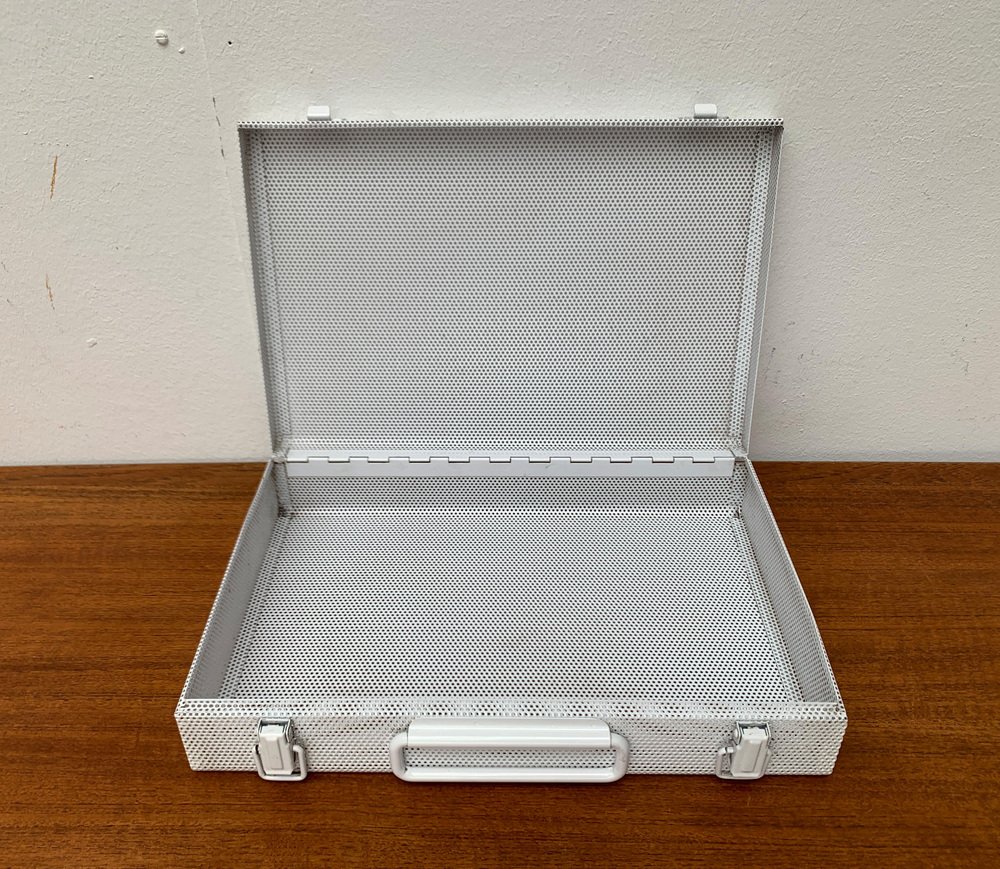 Postmodern White Perforated Metal Briefcase, 1980s for sale at Pamono