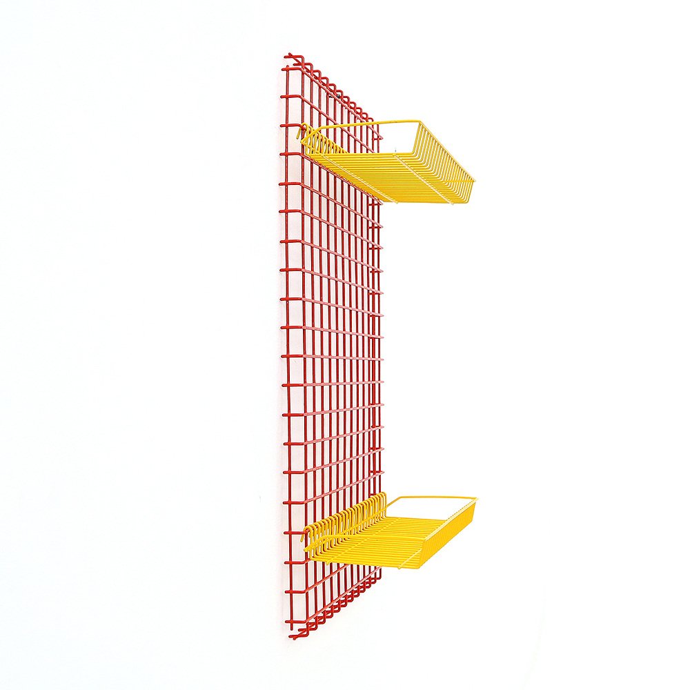 Equipped Metal Wall Grid with Shelves, 1970s, Set of 3 for sale at Pamono
