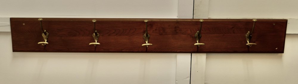 19th Century French Long Oak Double Peg Coat Rack, 1950s for sale at Pamono