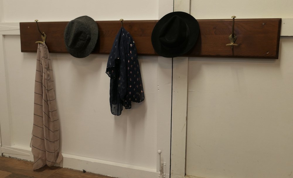 19th Century French Long Oak Double Peg Coat Rack, 1950s for sale at Pamono
