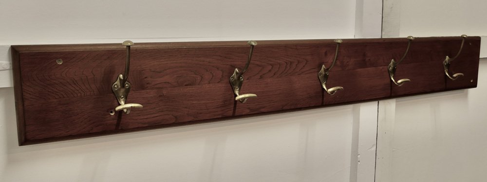 19th Century French Long Oak Double Peg Coat Rack, 1950s for sale at Pamono