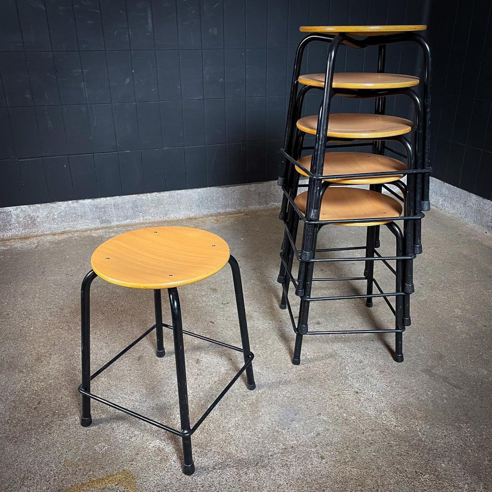 Vintage Studio Dining Table Stools in Black for sale at Pamono