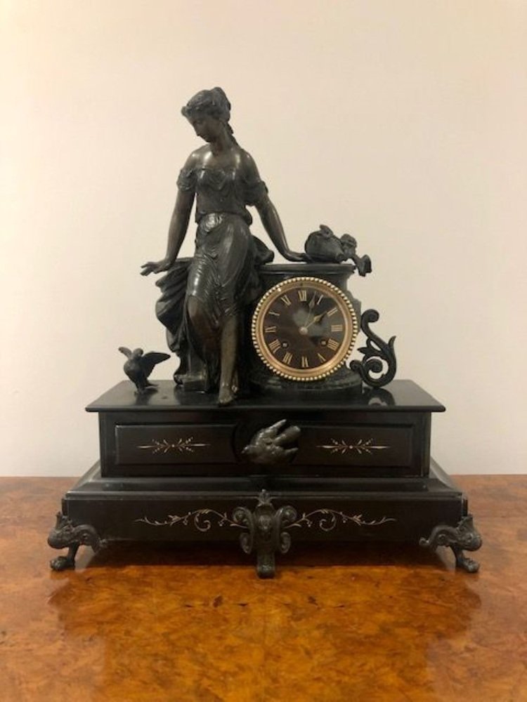 Large Antique Victorian Mantle Clock, 1860s for sale at Pamono