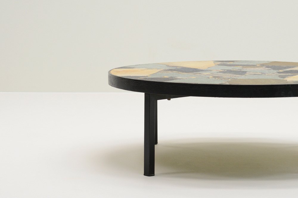 Handmade Round Flagstone Coffee Table, Europe, 1970s for sale at Pamono