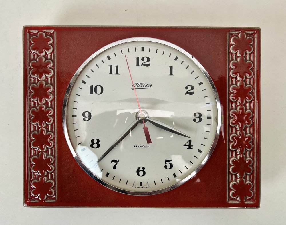 Vintage Ceramic Wall Clock from Kaiser, Germany, 1960s for sale at Pamono