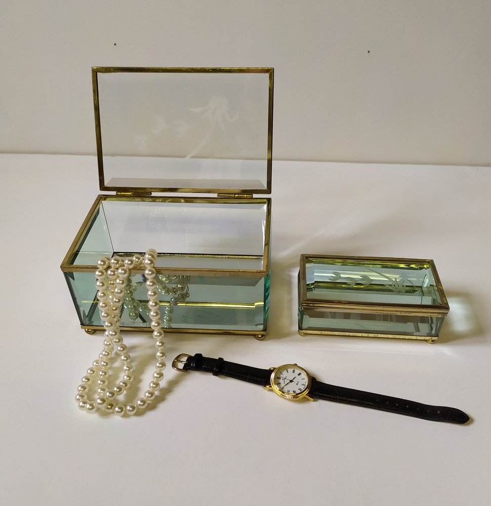 Vintage Glass Boxes from Fontana Arte, 1940s, Set of 2 for sale at Pamono