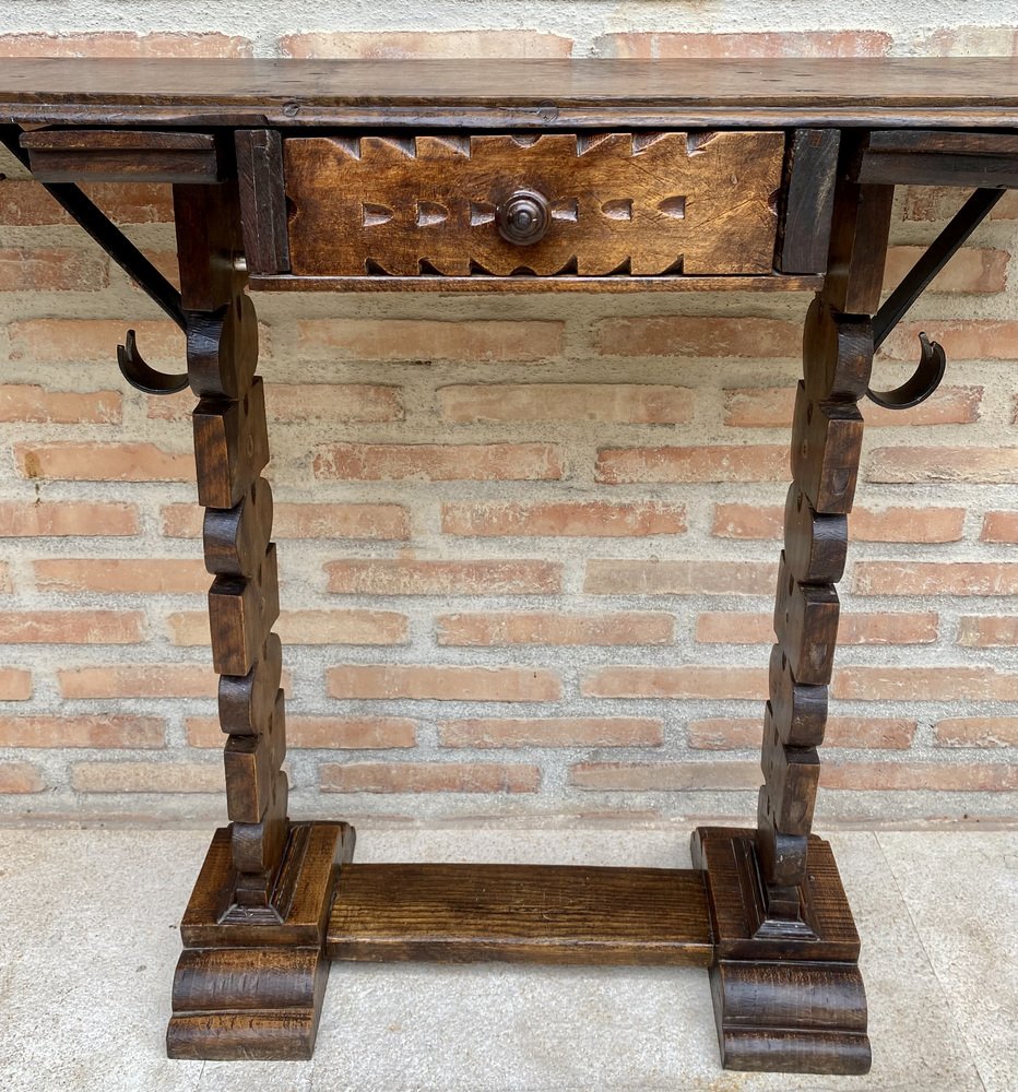 Early 20th Century Spanish Console Table with One Drawer, 1940s for ...