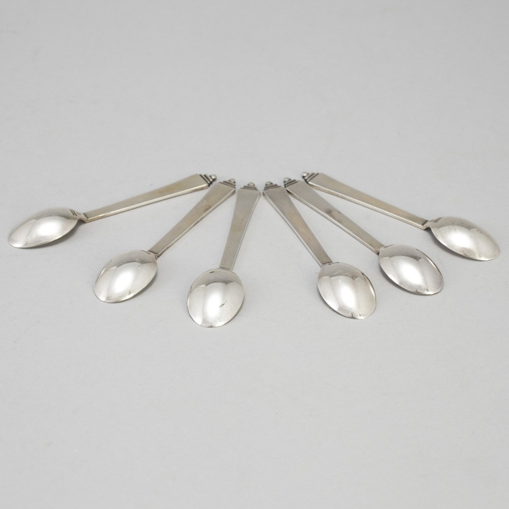 Pyramide Silver Spoons by Georg Jensen, 1960s, Set of 6 for sale at Pamono