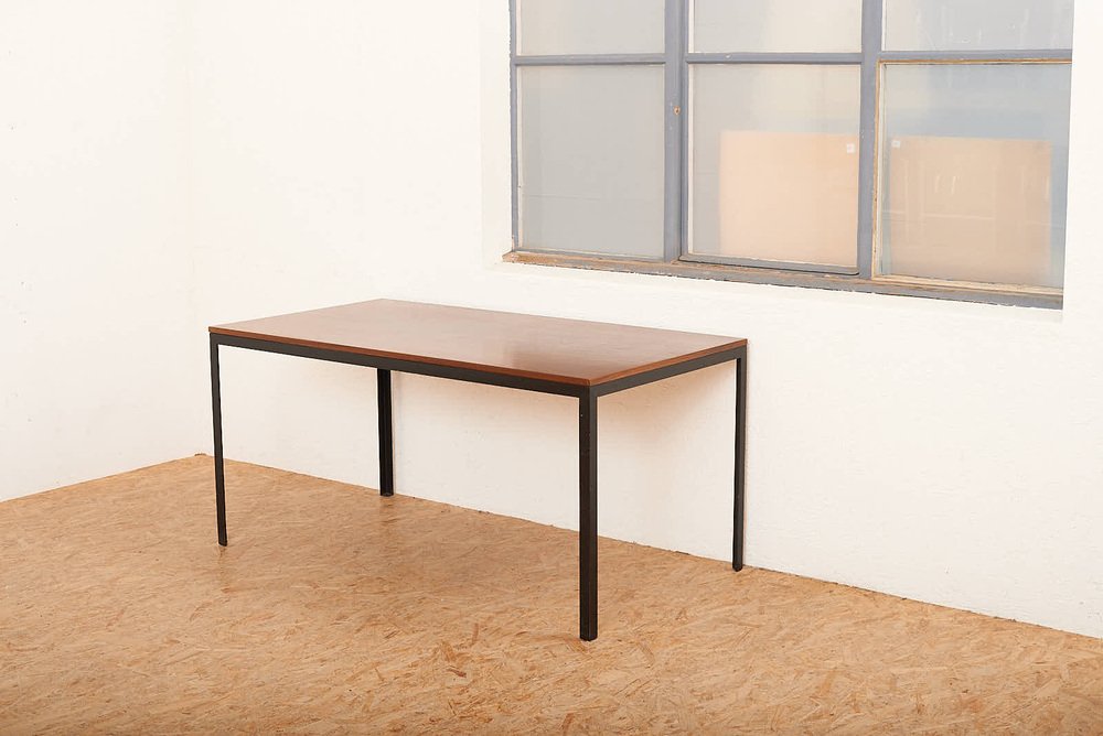 Swiss Victorian Table in Steel and Mahogany, 1959 for sale at Pamono