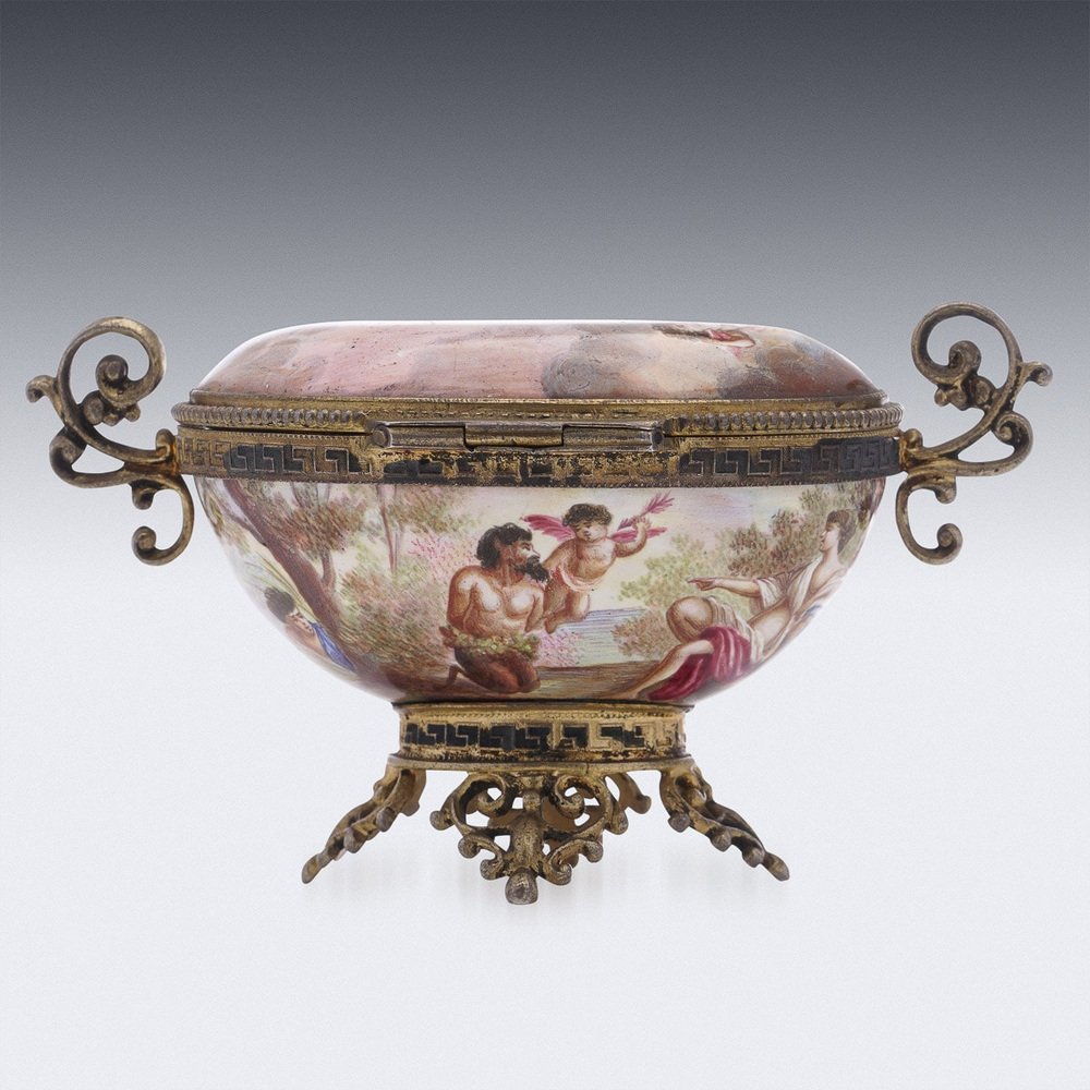 19th Century Austrian Silver & Enamel Lidded Bowl, Vienna, 1870s for ...