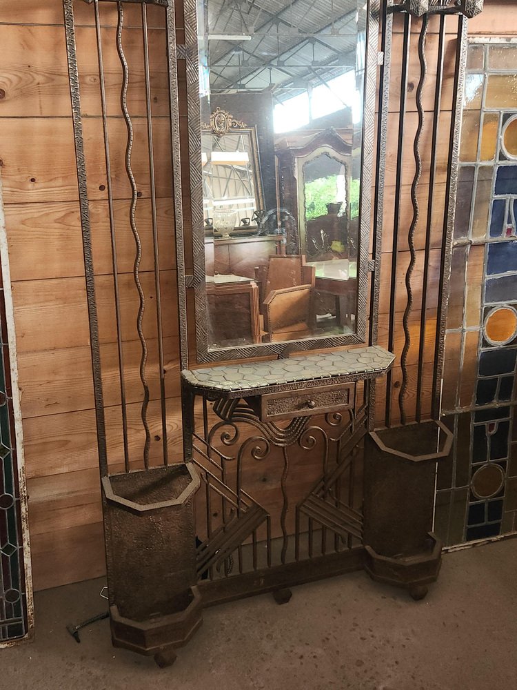 Guardaroba Art Deco in ferro battuto in vendita su Pamono