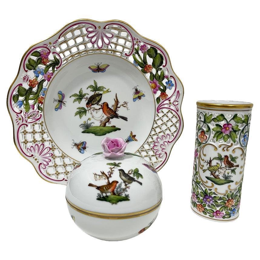 Hungarian Rothschild Porcelain Set fromm Herend, Set of 3 for sale at ...