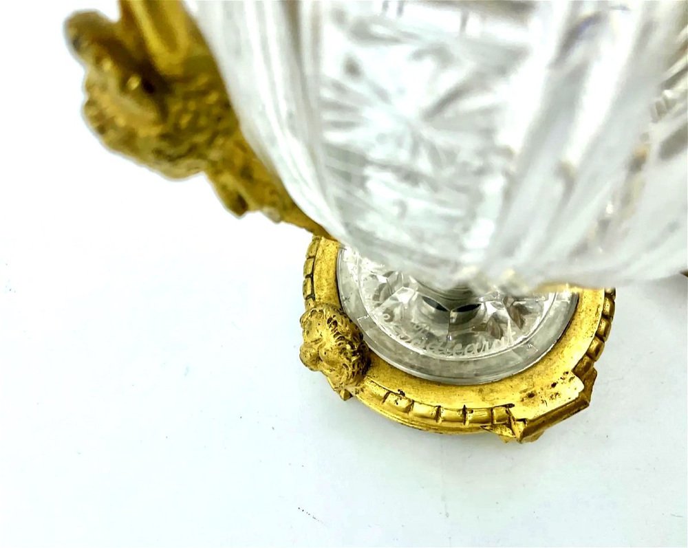 Musée Baccarat Perfume Bottle with Bronze Double Handles for sale at Pamono