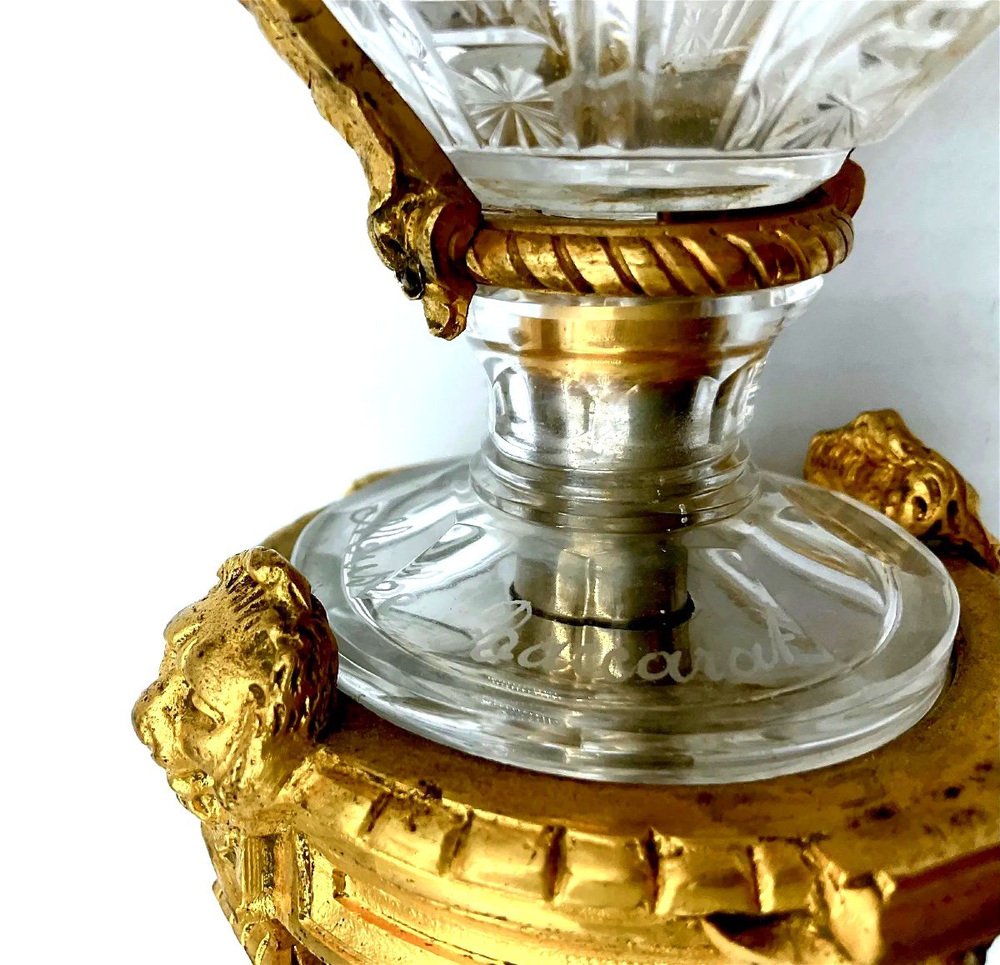 Musée Baccarat Perfume Bottle with Bronze Double Handles for sale at Pamono