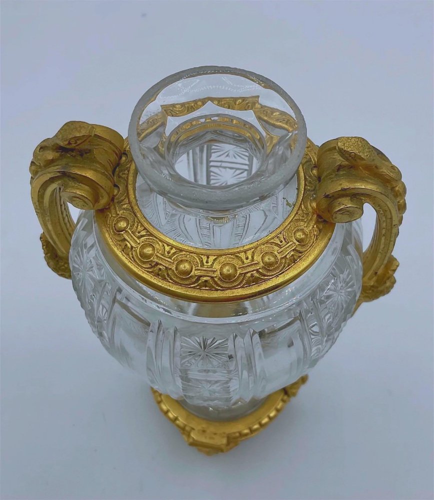Musée Baccarat Perfume Bottle with Bronze Double Handles for sale at Pamono