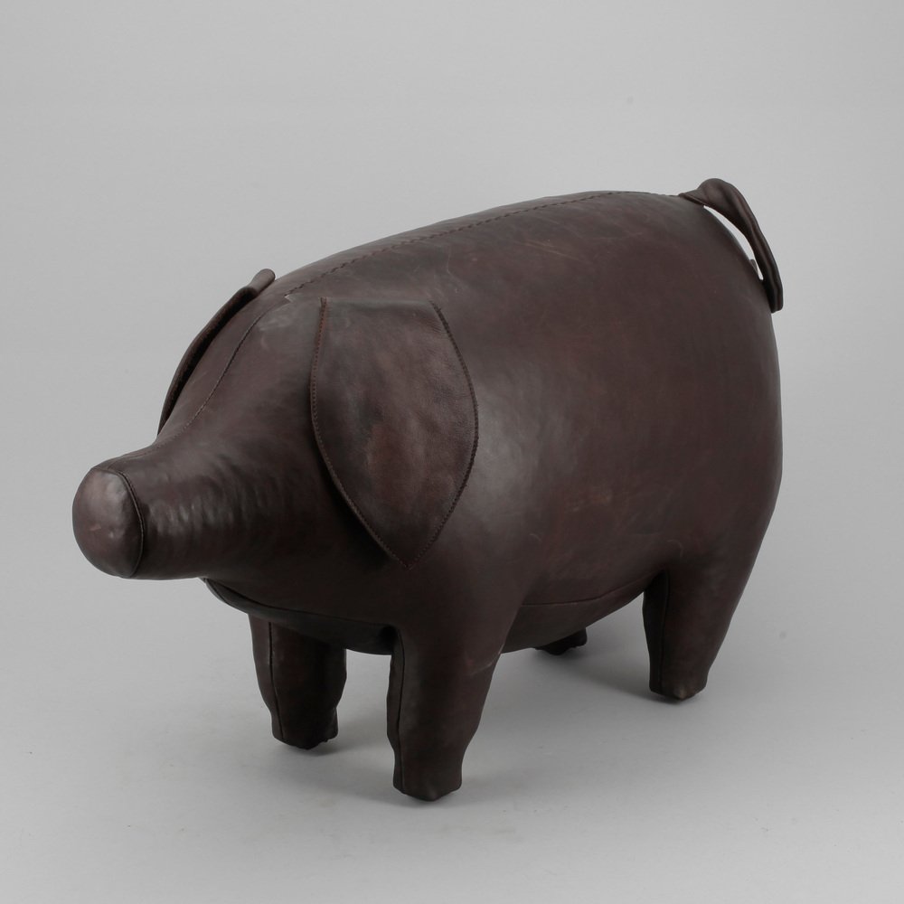 Pig Stool in Leather by Dimitri Omersa & Co for Abercrombie, 1980s for ...